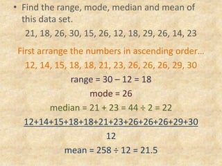 Range, Mode, Median and Mean | PPT