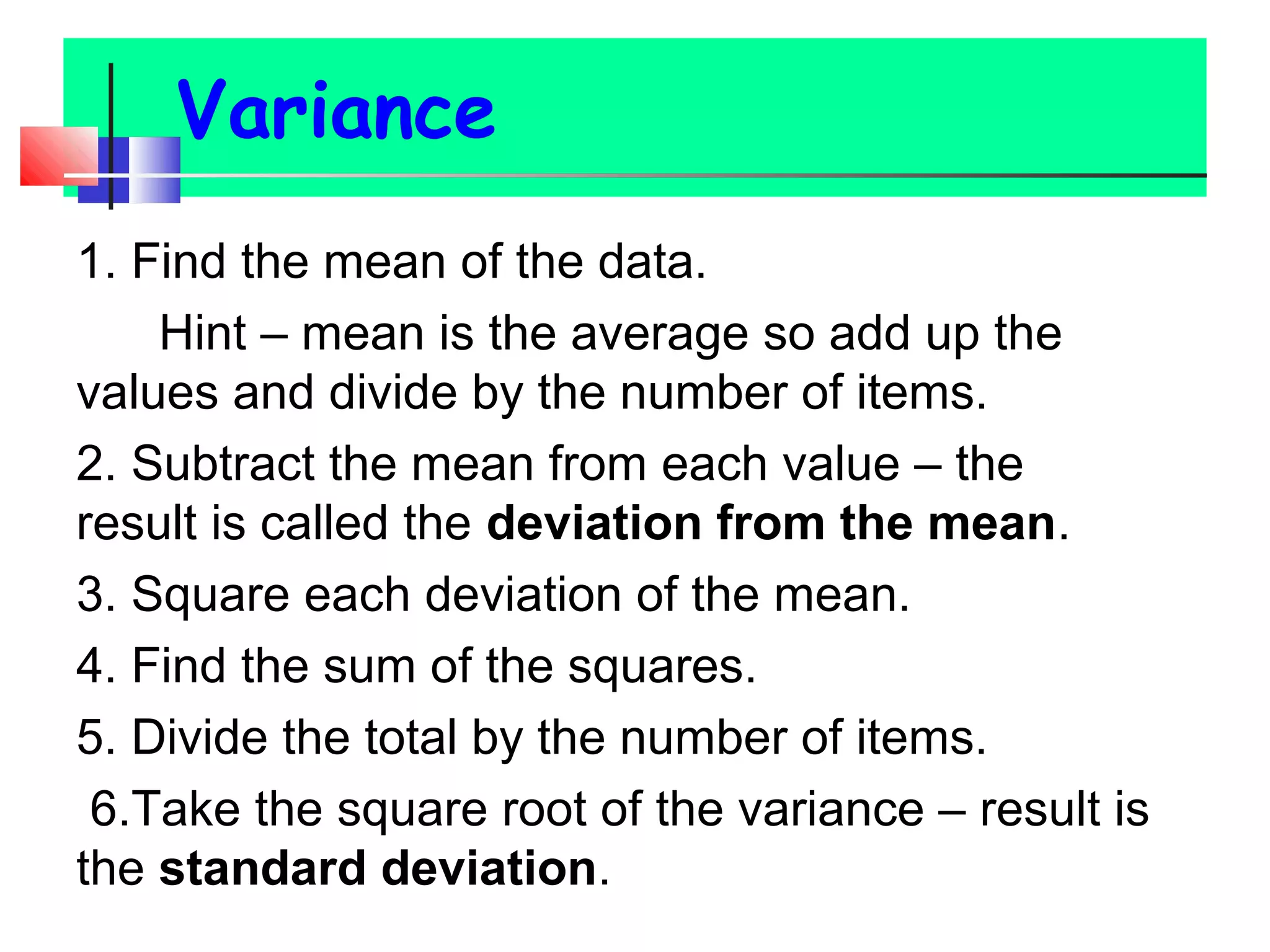 Basic Mean median mode Standard Deviation | PPT