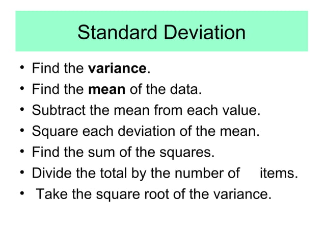 Basic Mean median mode Standard Deviation | PPT | Standardized Testing ...