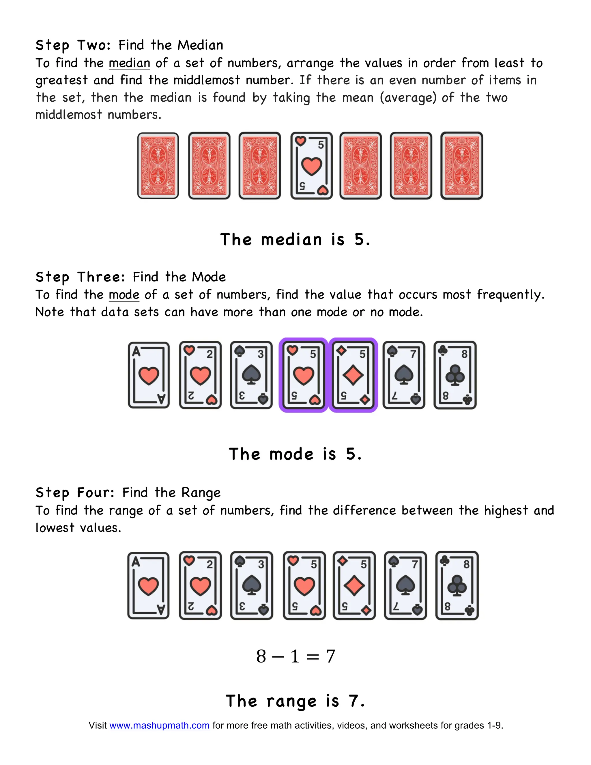 Mean median mode card game | PDF