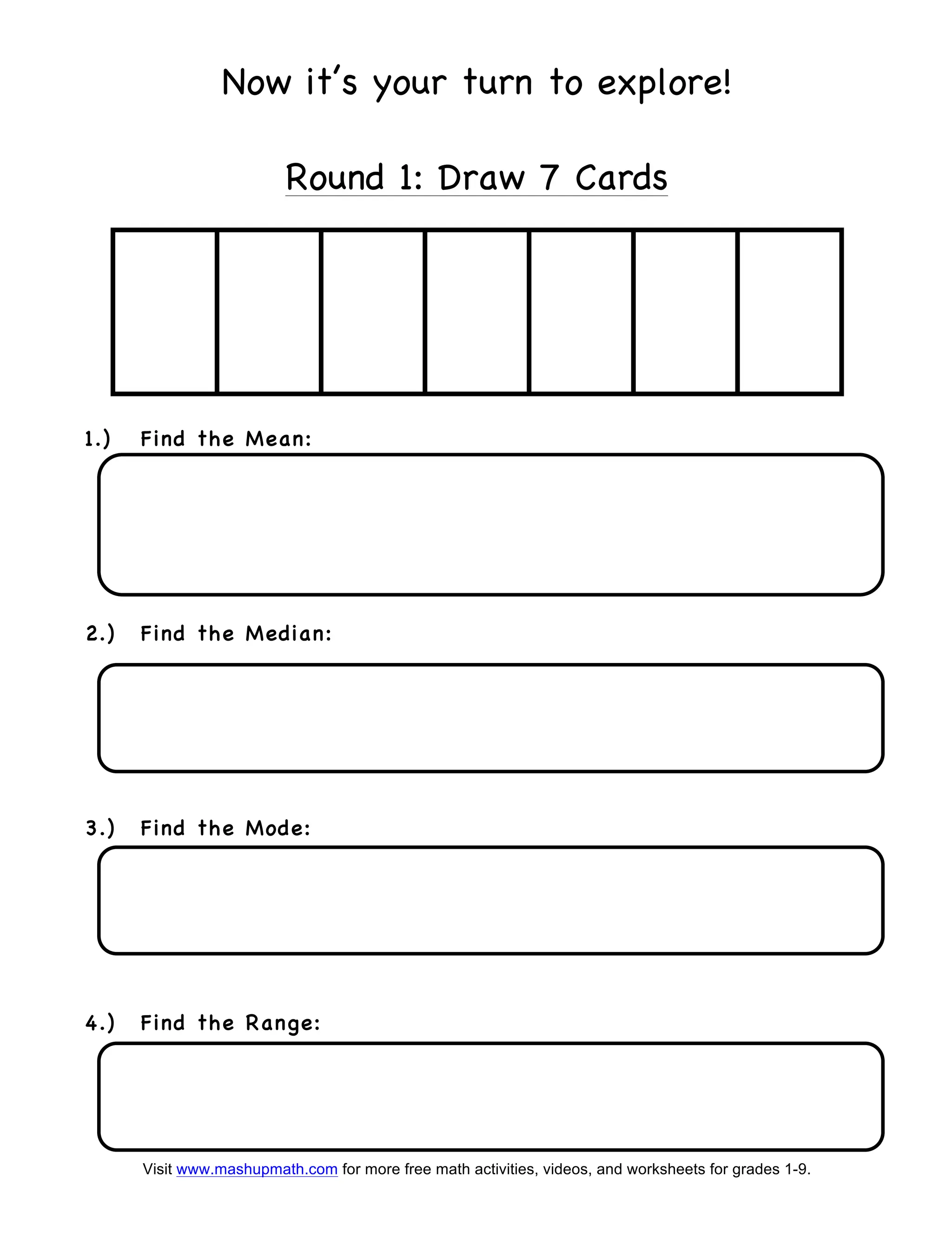 Mean median mode card game | PDF