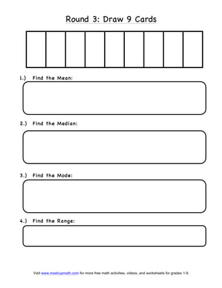 Mean median mode card game | PDF