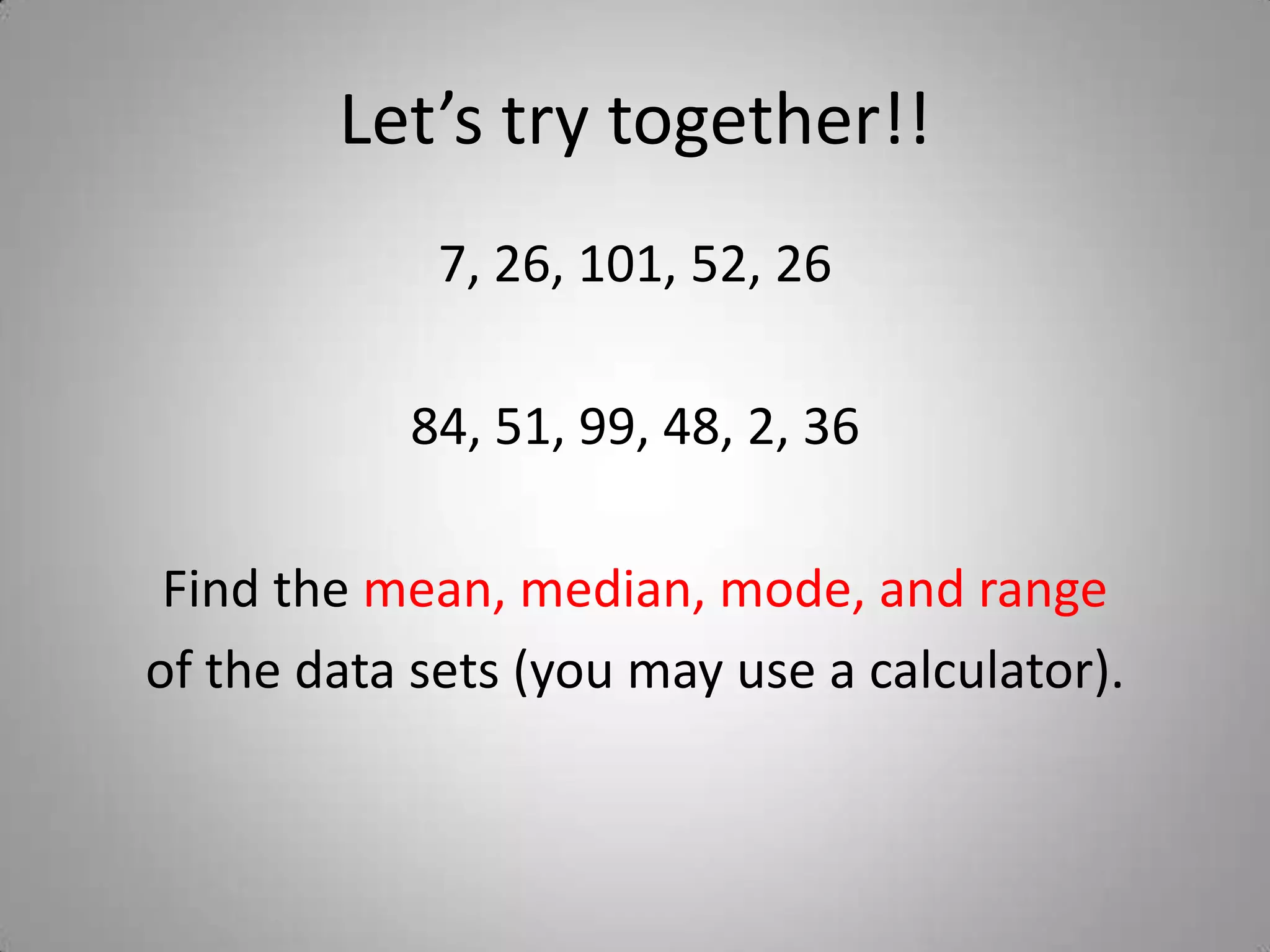 Mean, median, mode, and range | PPTX
