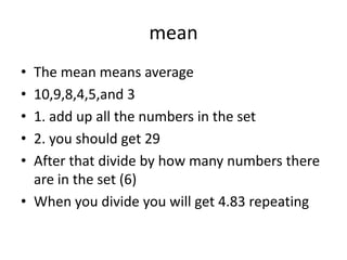 Mean median mode and range | PPTX