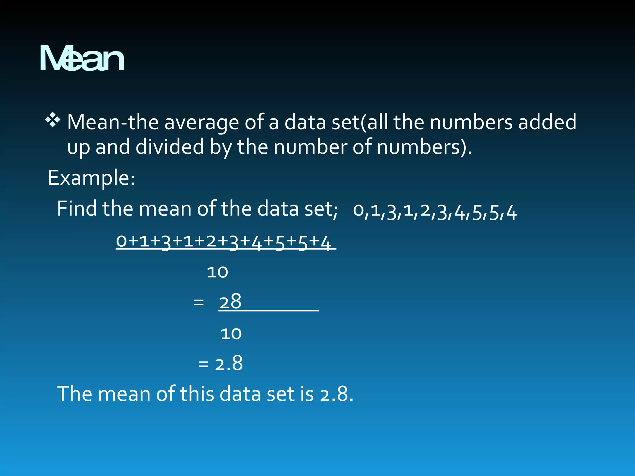 Mean, Median, Mode And Range by Mary T | PPT