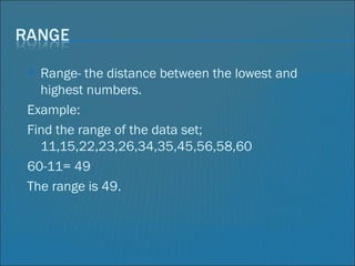Mean, Median, Mode And Range by Mary T | PPT