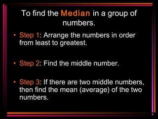 Mean, median, mode and range power point | PPT