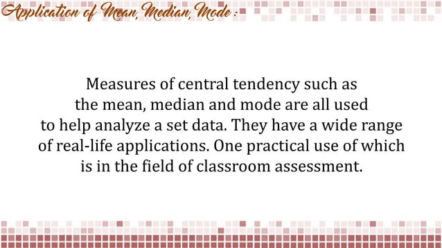 Mean Median Mode Application Ppt
