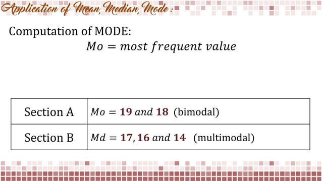 Mean Median Mode Application Ppt