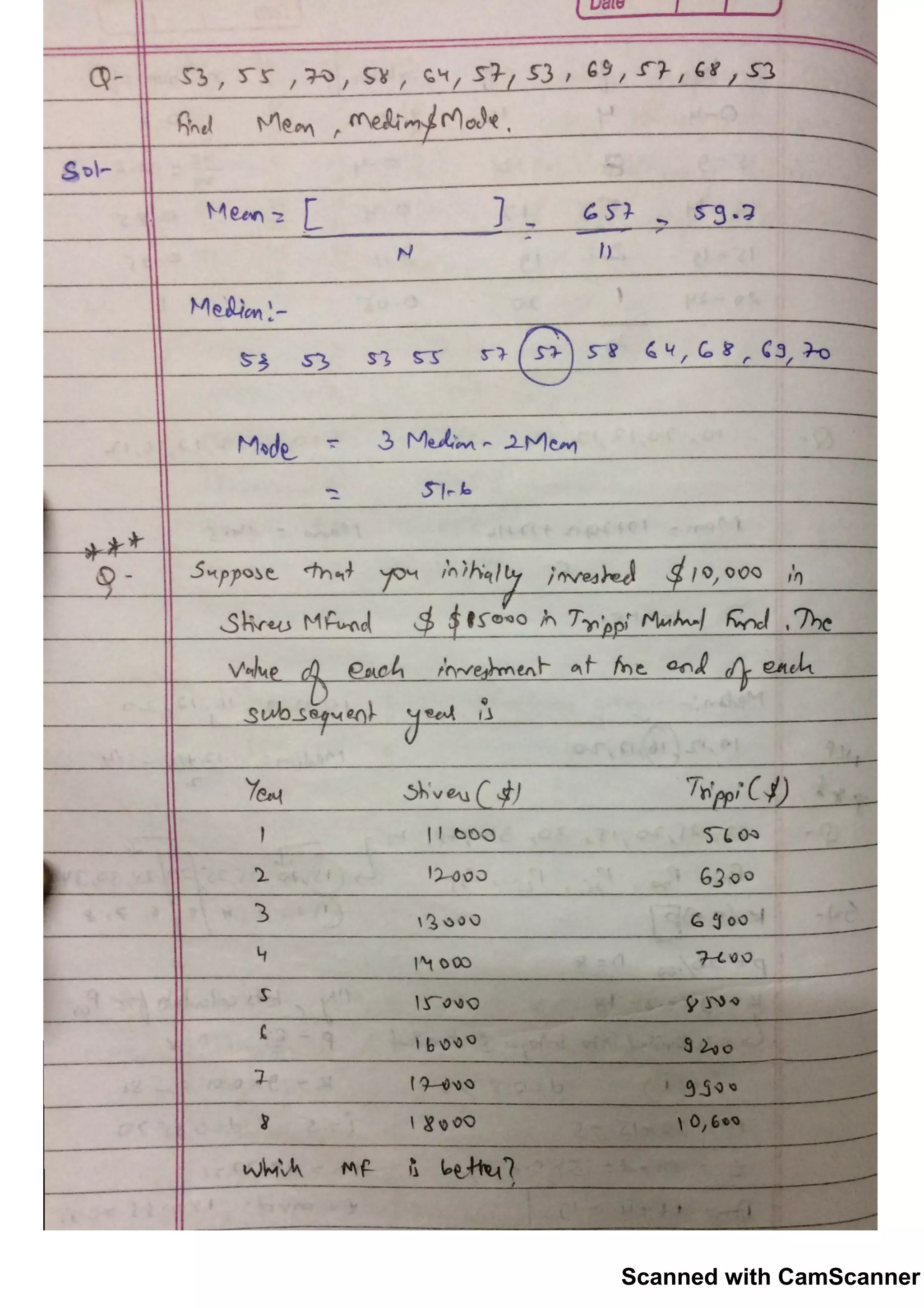 Mean Median Mode & Box Plot | PDF
