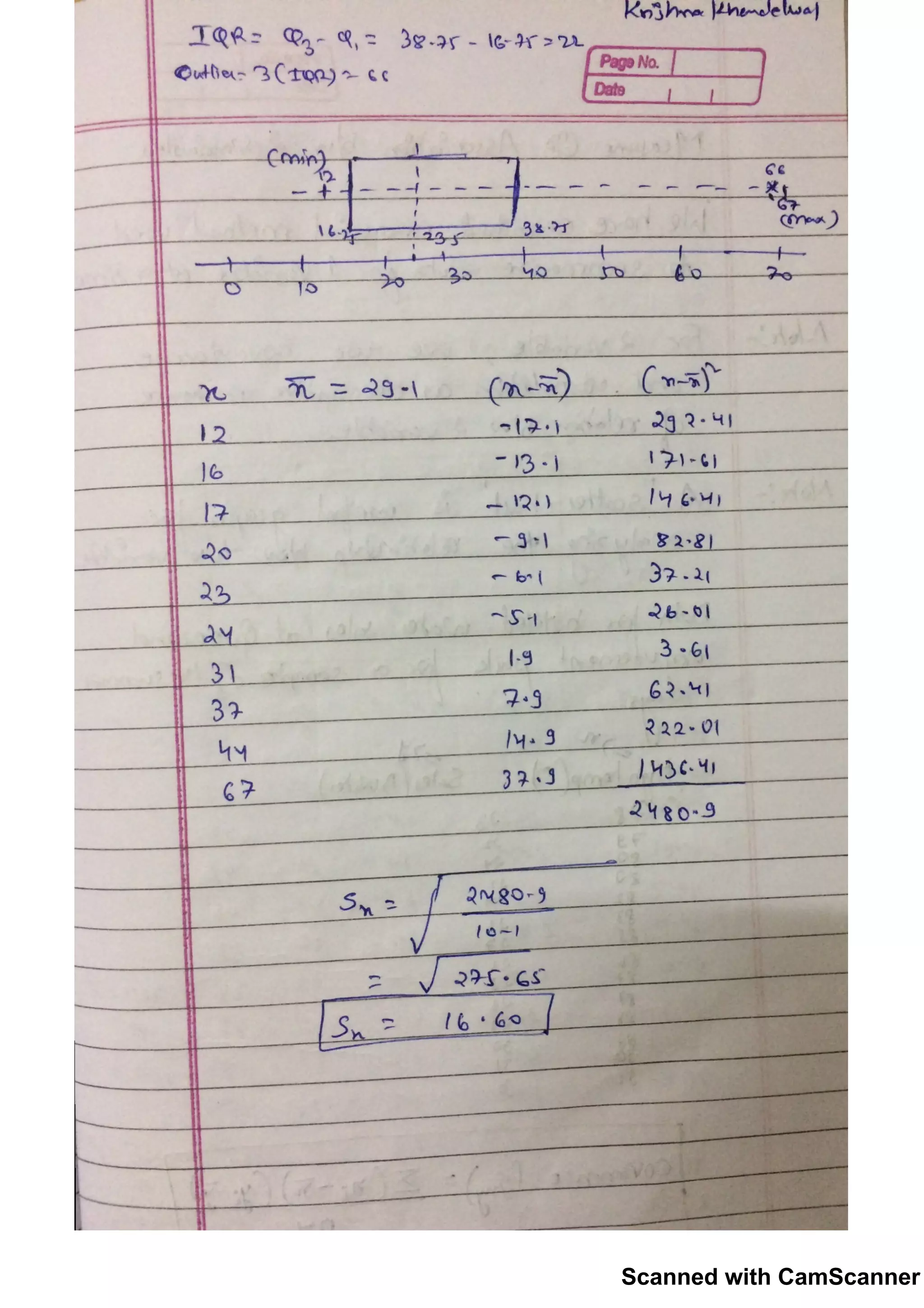 Mean Median Mode & Box Plot | PDF