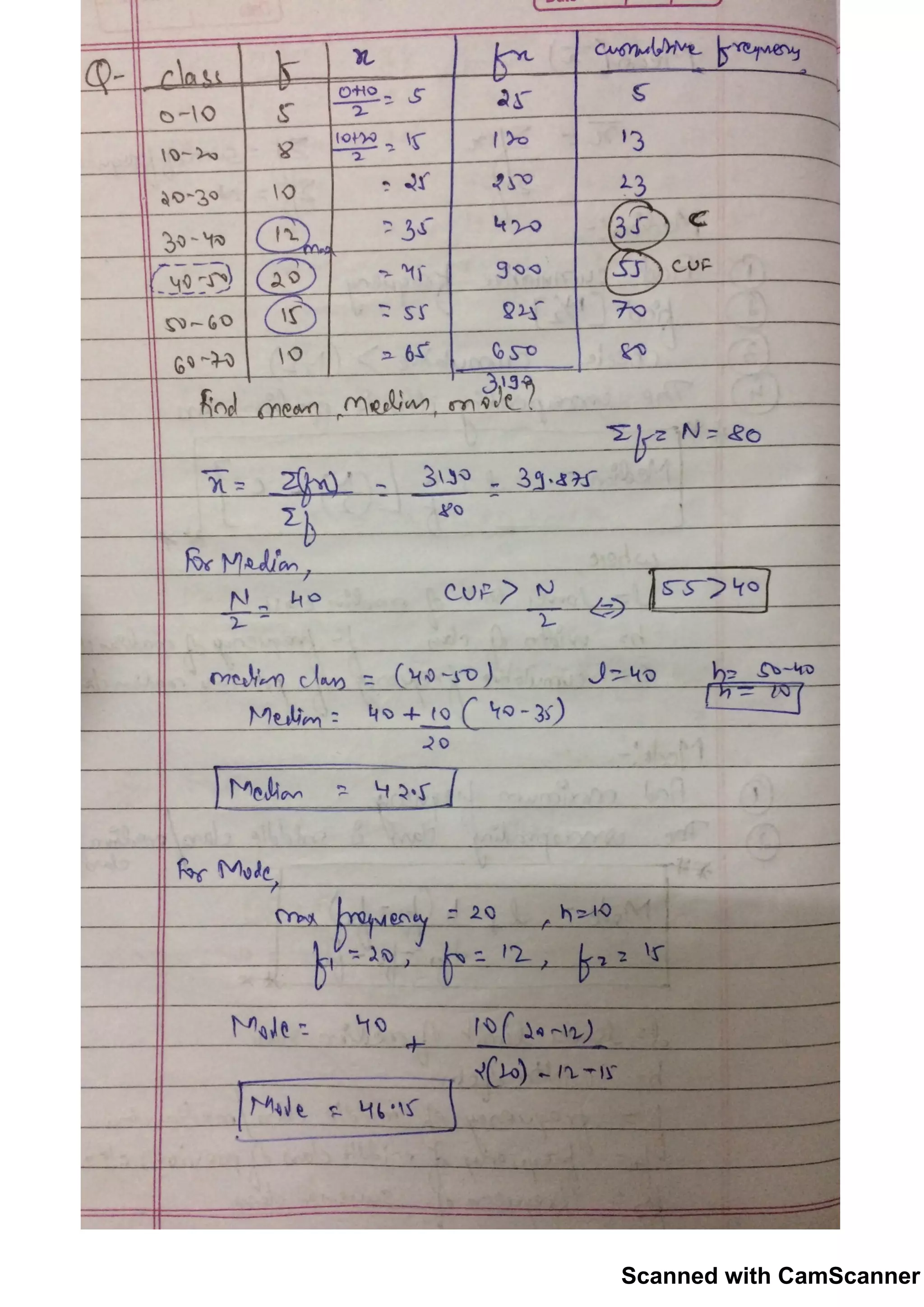 Mean Median Mode & Box Plot | PDF