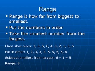 Mean Median Mode Range | PPT