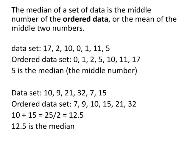 Mean, median, mode & range | PPT