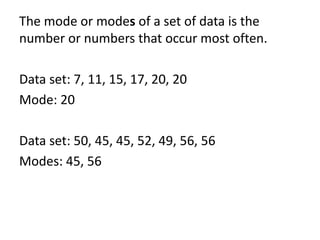 Mean, median, mode & range | PPT