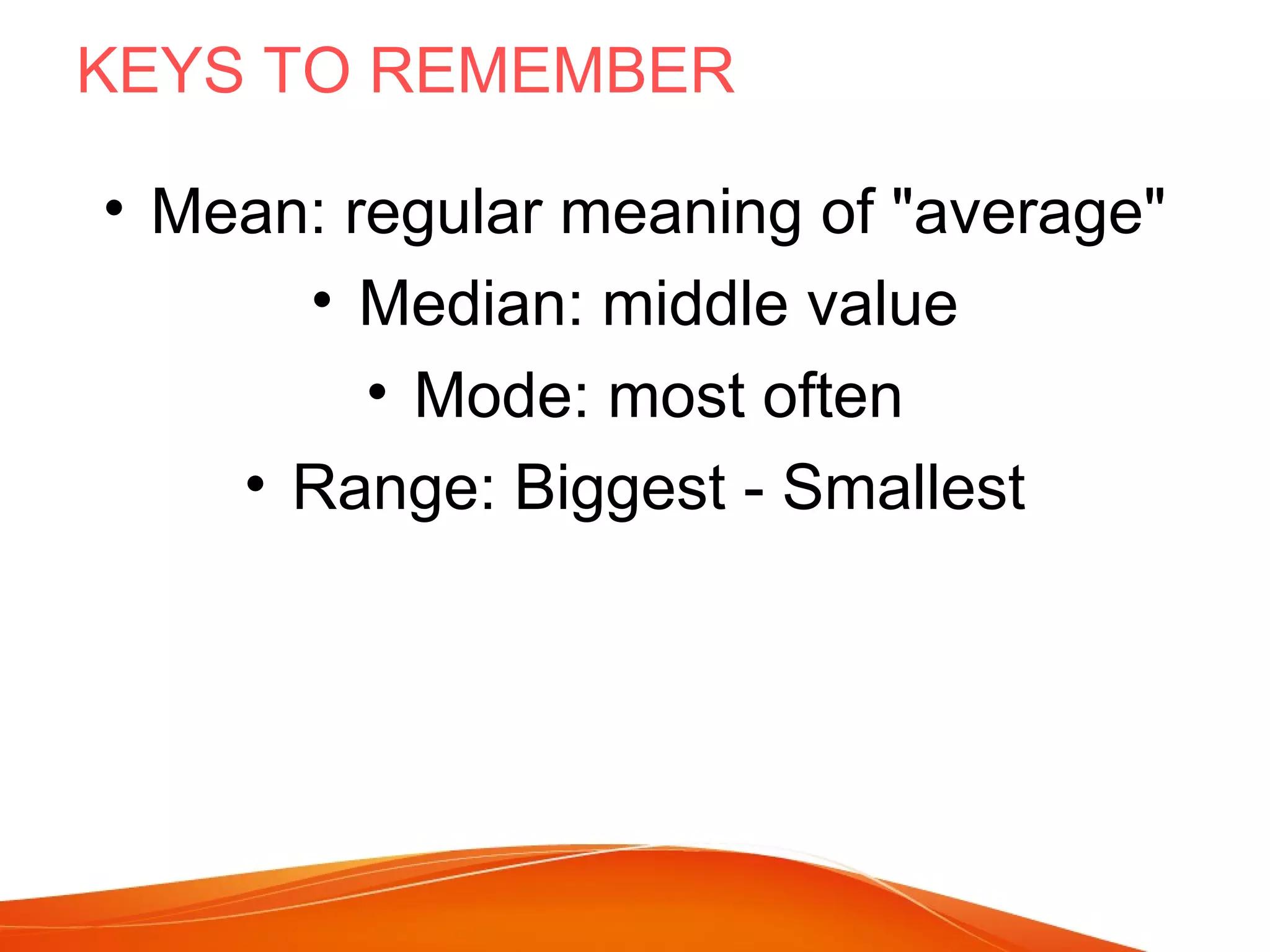 Mean median mode range | PPT
