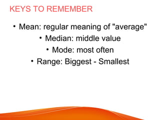 Mean median mode range | PPT