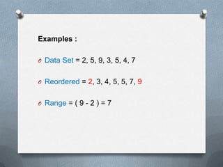 Mean Median Mode Range Examples