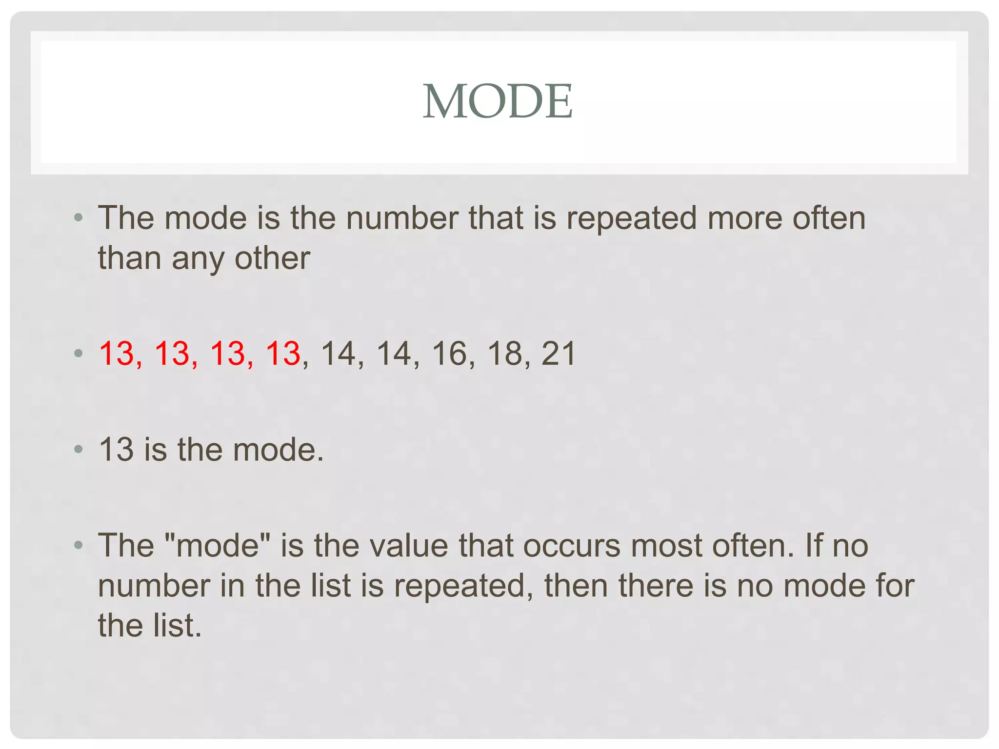 Mean, median, mode and range tutorial | PPTX