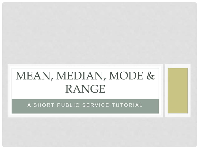 Mean, median, mode and range tutorial | PPT