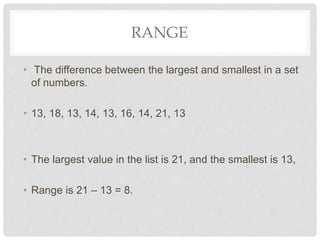 Mean, median, mode and range tutorial | PPT