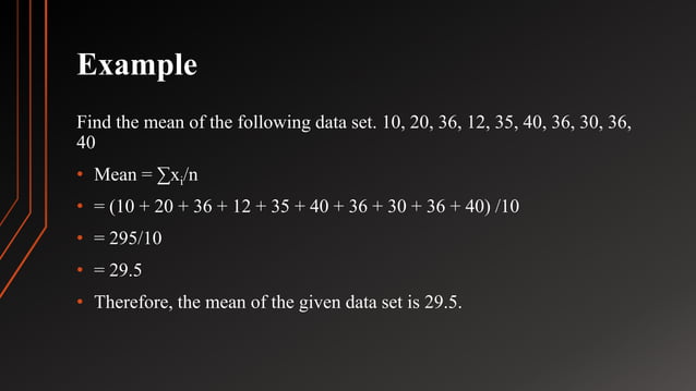 Descriptive Statistics: Mean, Median Mode and Standard Deviation. | PPTX