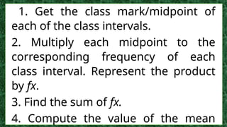 Mean of Grouped Data Grade 10 fourth quarter | PPTX