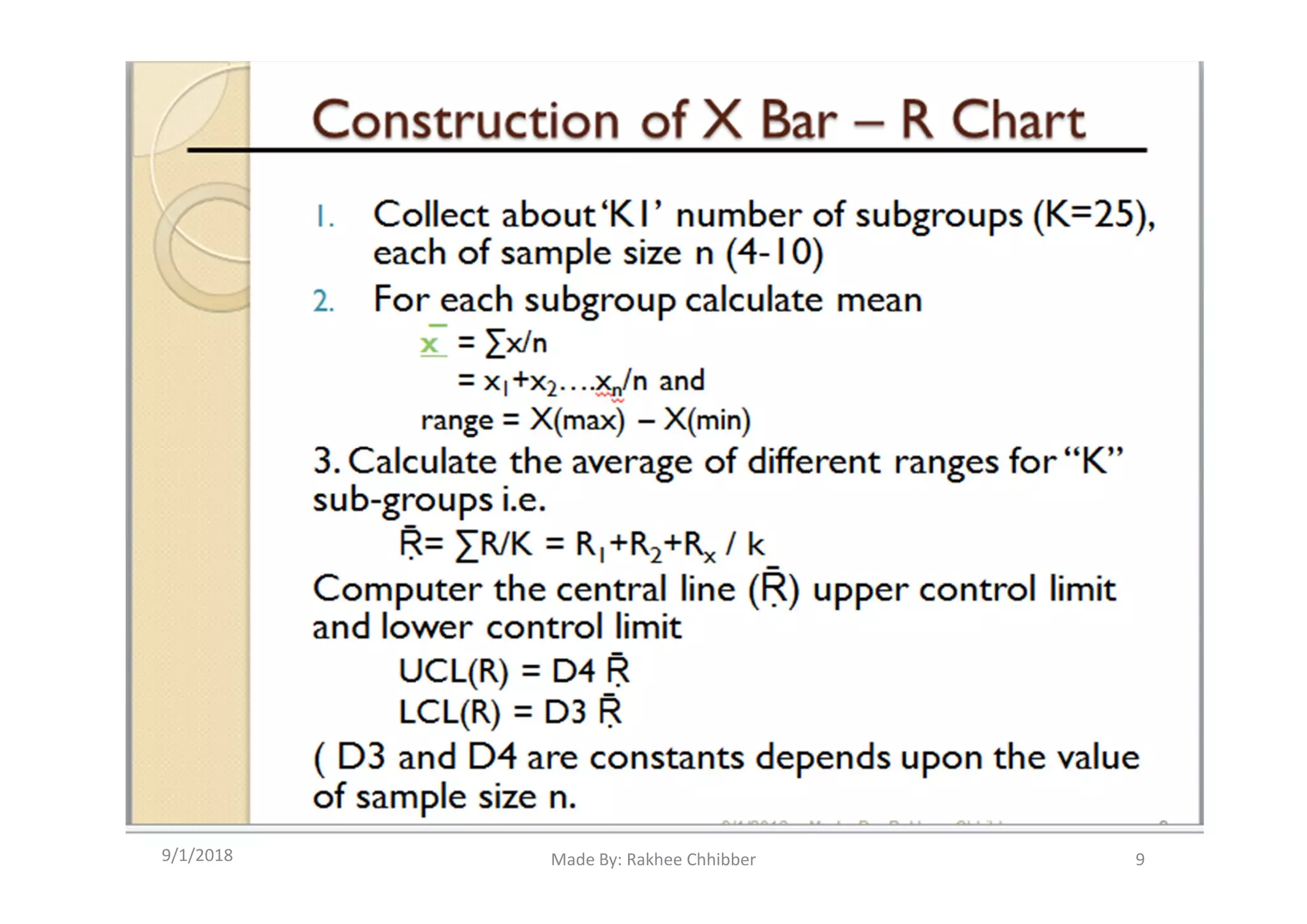 Mean range chart statistical quality chart | PDF