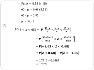 Mean, s.d, quartiles, deciles, percentiles by using normal distribution ...