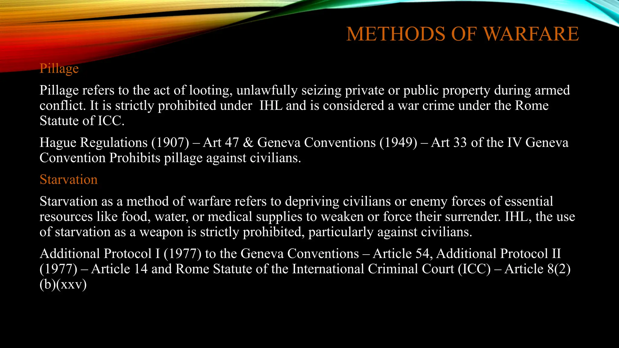 MEANS AND METHODS OF WARFARE UNDER INTERNATIONAL HUMANITARIAN LAW | PPTX
