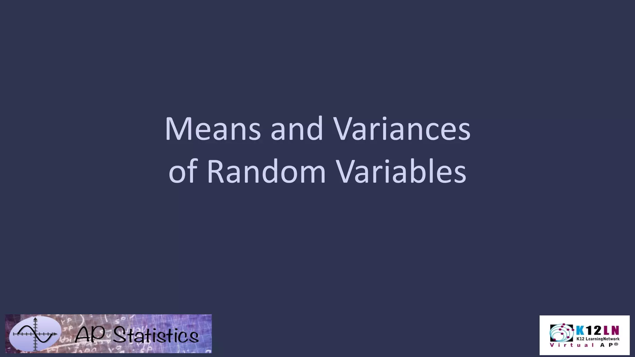 Means and variances of random variables | PDF