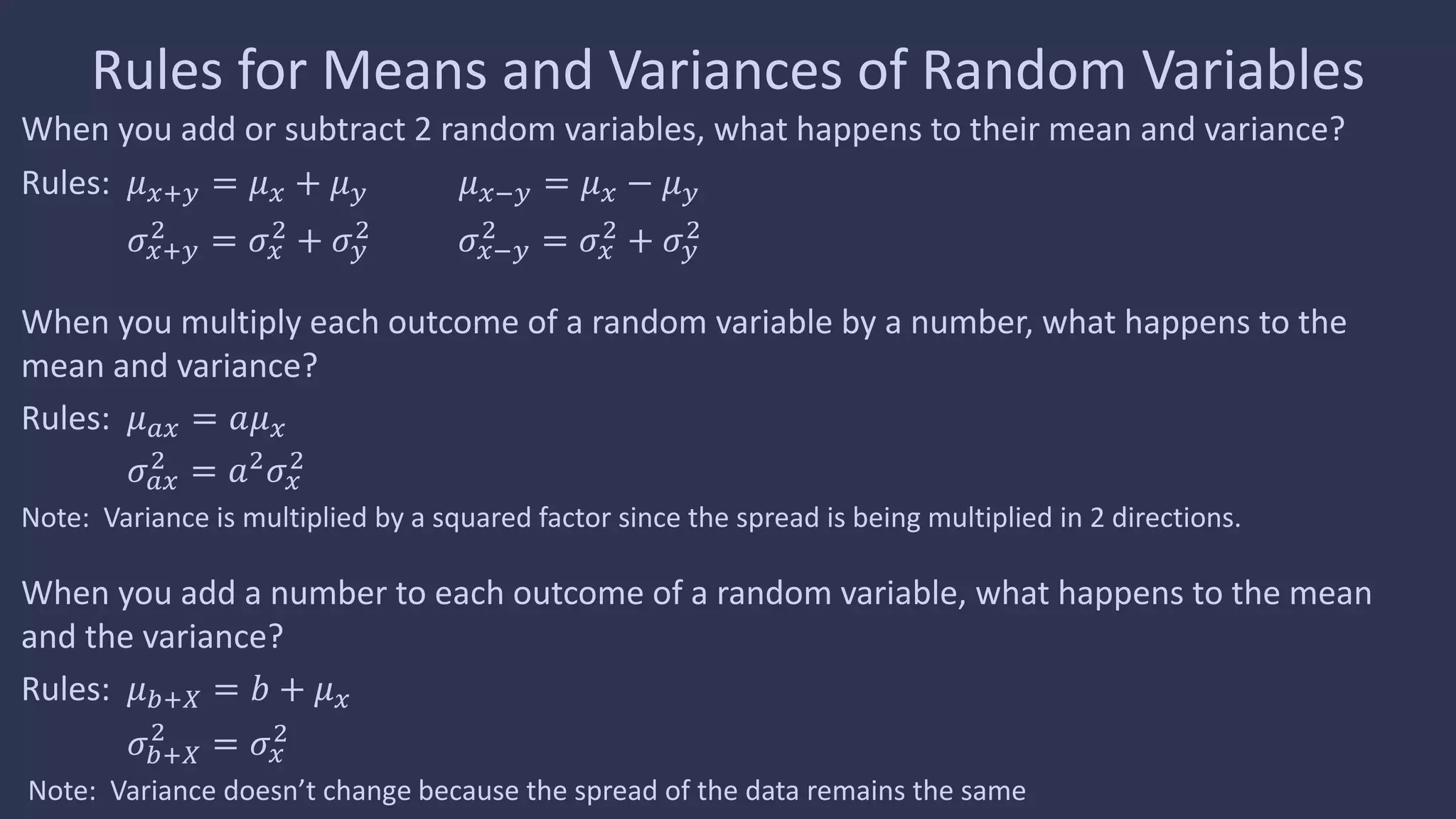 Means and variances of random variables | PPT