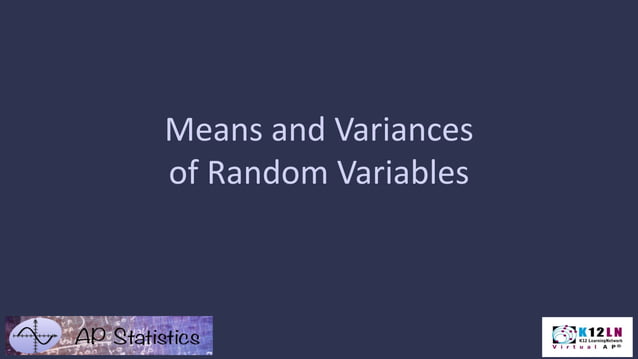 Means and variances of random variables | PDF | Physics | Science
