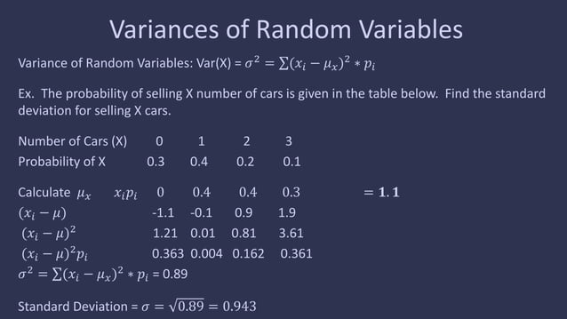 Means and variances of random variables | PDF | Physics | Science