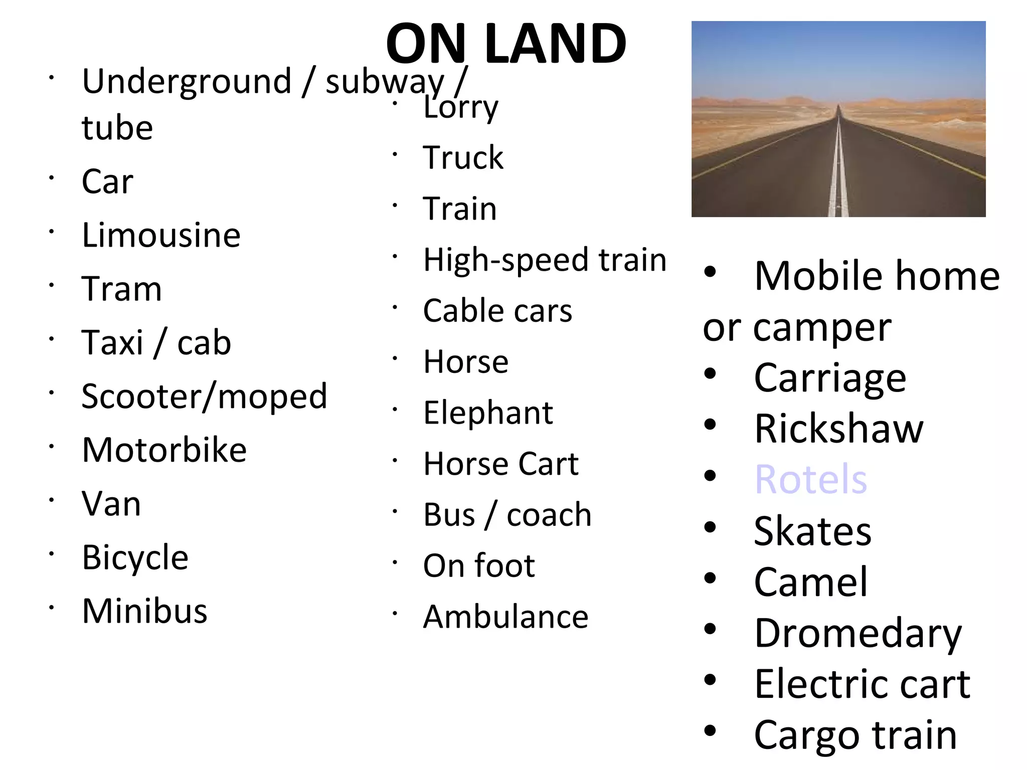 Means of transport year 4 | PPT