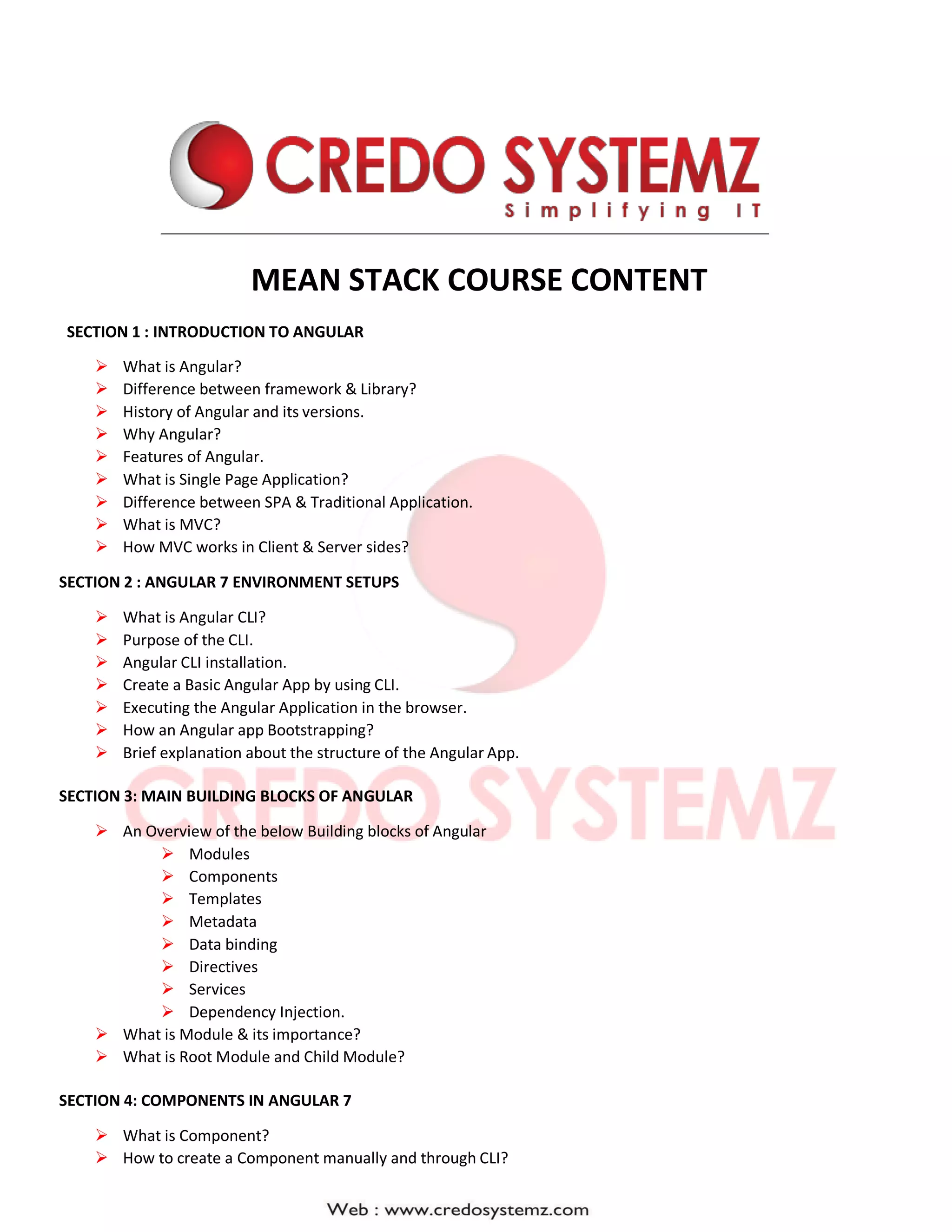 Mean stack training-course-content | PDF