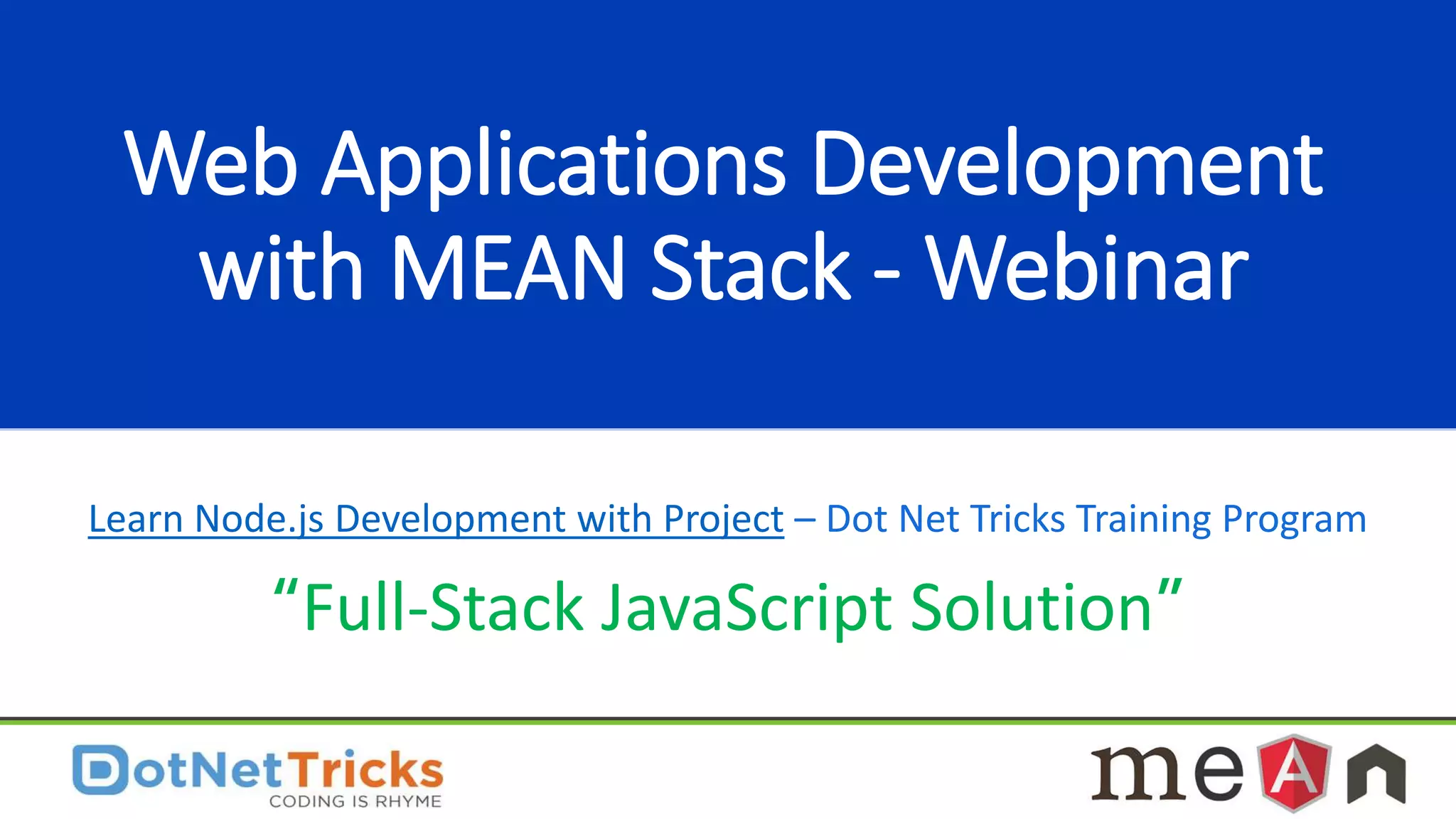Web Applications Development with MEAN Stack | PPT