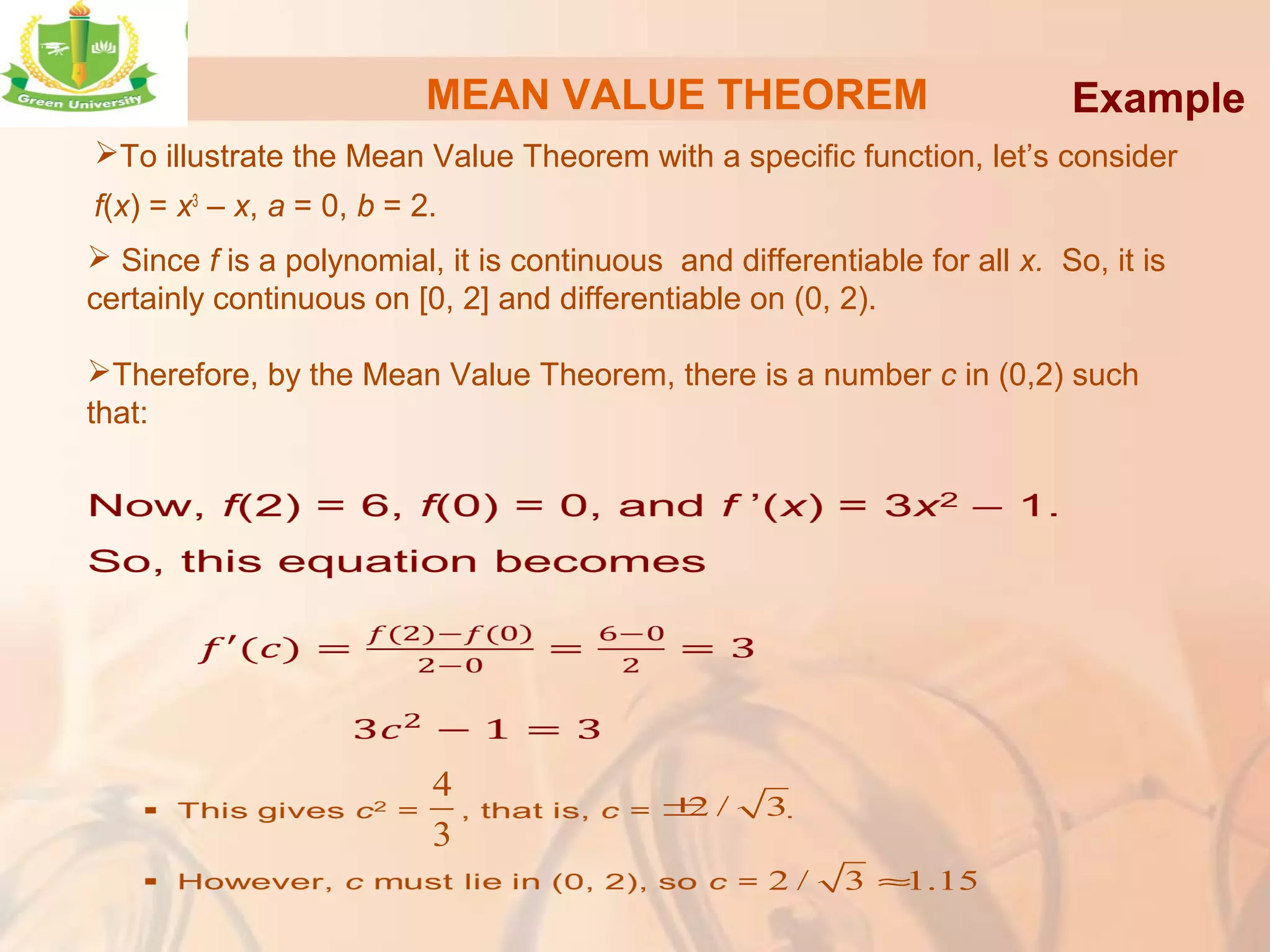 Mean value theorem | PPT
