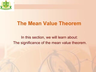 Mean value theorem | PPT