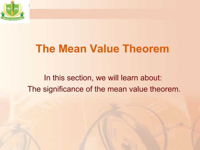 Mean value theorem | PPT | Physics | Science