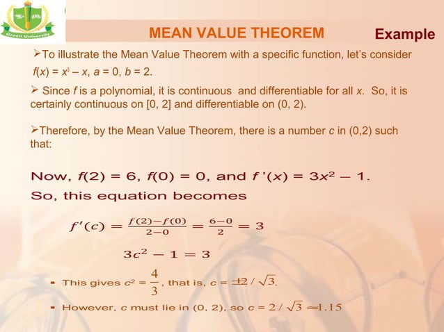 Mean value theorem | PPT | Physics | Science