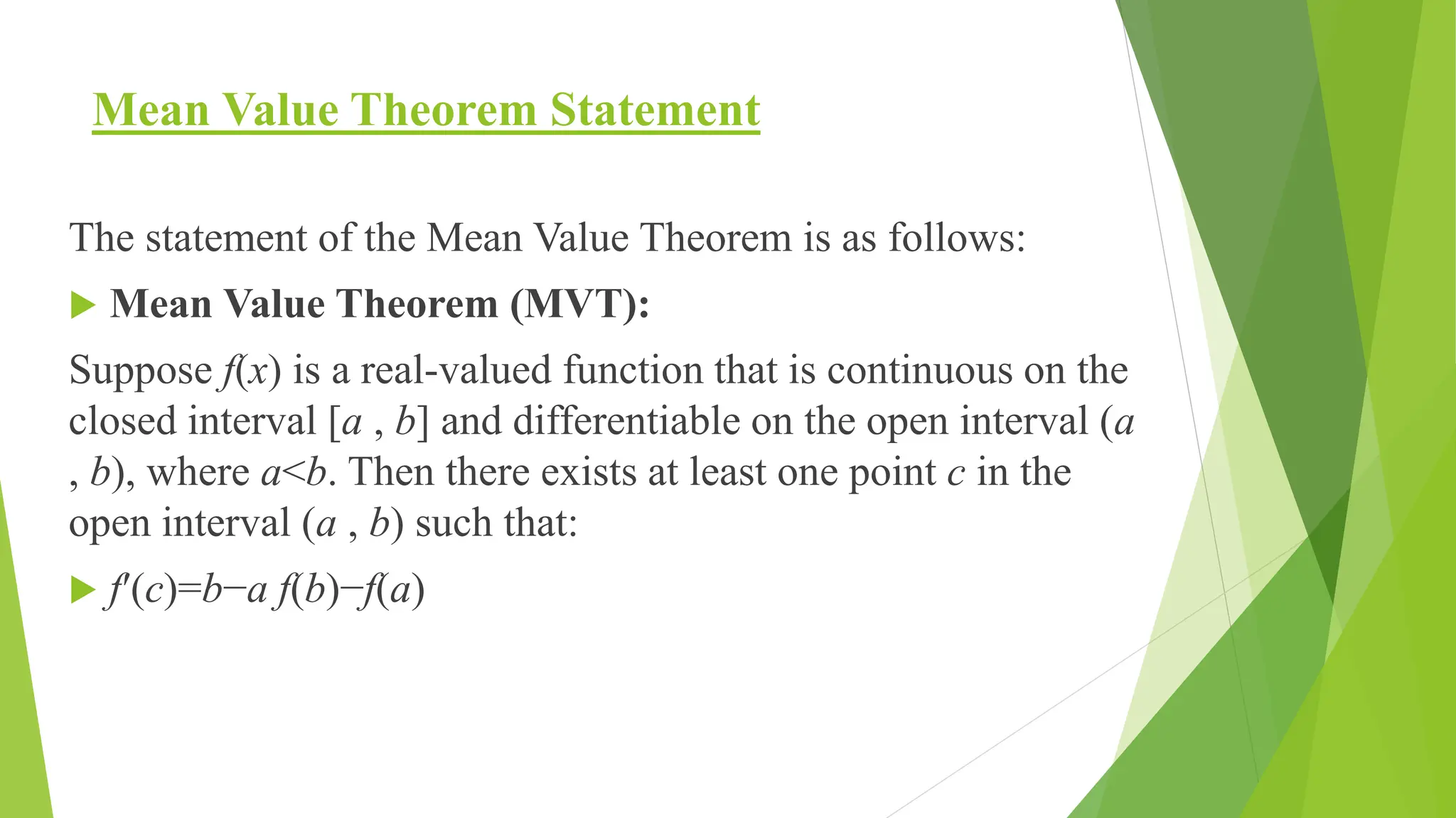 Mean Value Theorem Explained With Examplespptx Physics Science