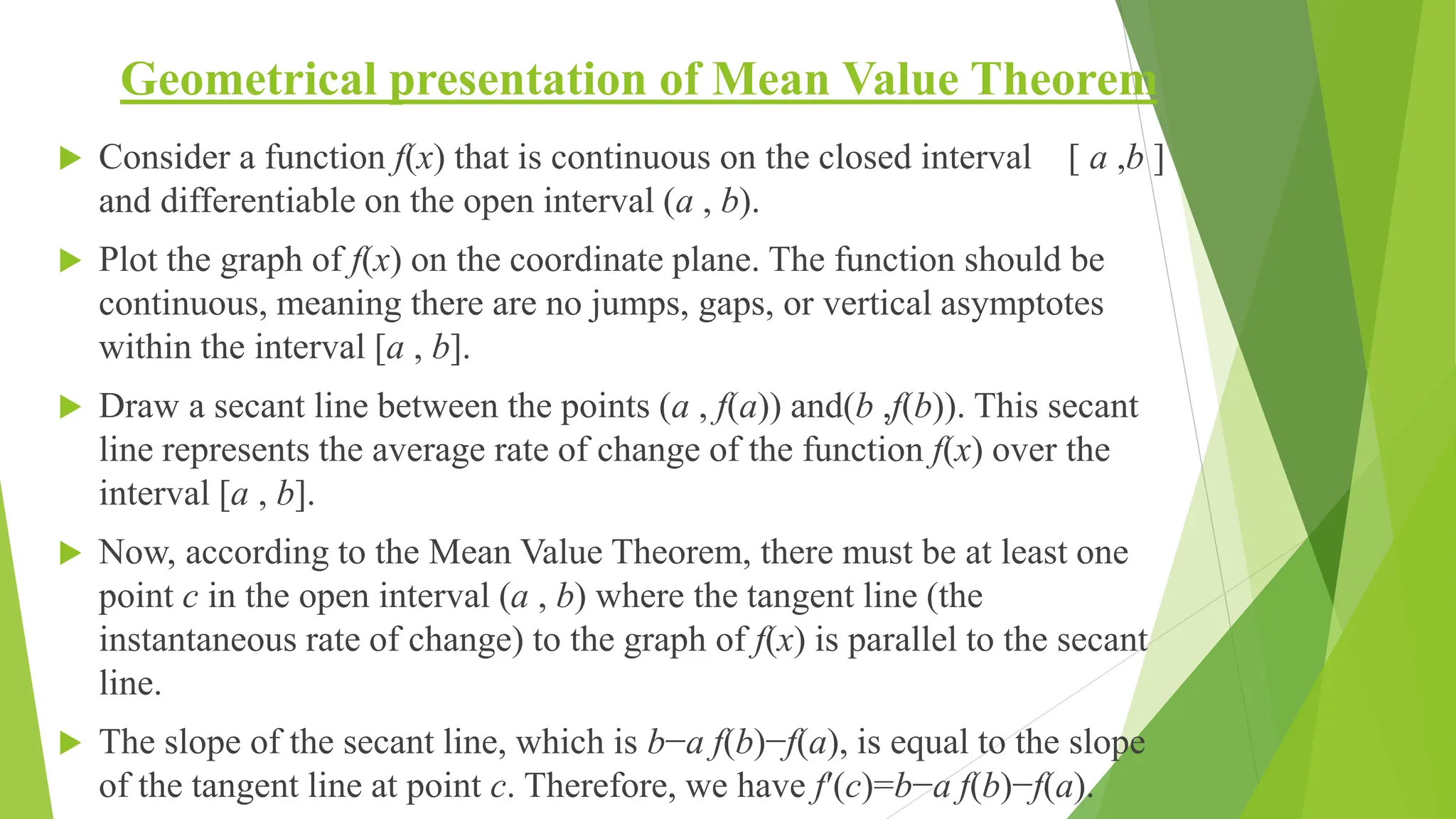 Mean Value Theorem Explained With Examples Pptx