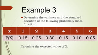 Mean, variance, and standard deviation of a Discrete Random Variable | PPTX