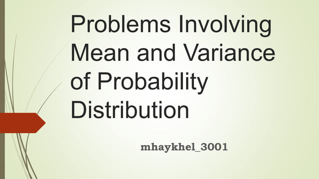 Mean Variance And Standard Deviation Of A Discrete Random Variable