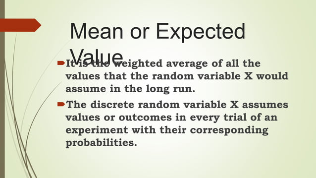 Mean Variance And Standard Deviation Of A Discrete Random Variable Pptx Physics Science
