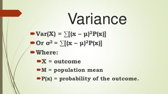 Mean Variance And Standard Deviation Of A Discrete Random Variable