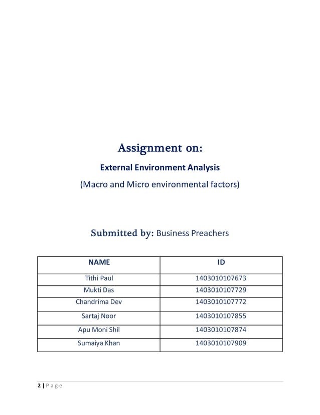 Report on External and Internal Environment Analysis | PDF
