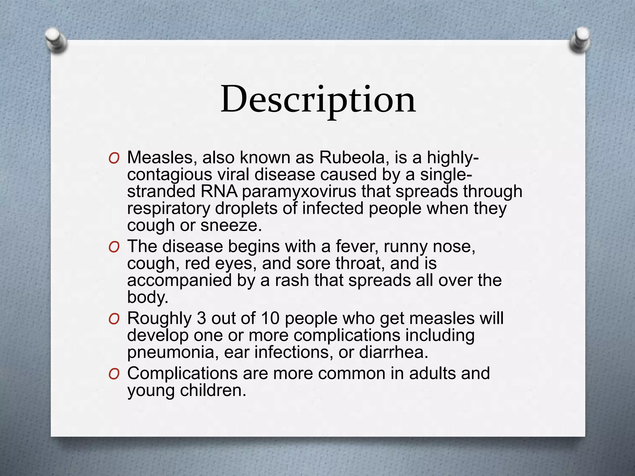 Measles (rubeola) | PPTX | Infectious Diseases | Diseases and Conditions
