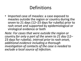 Measles verification case definitions | PPTX